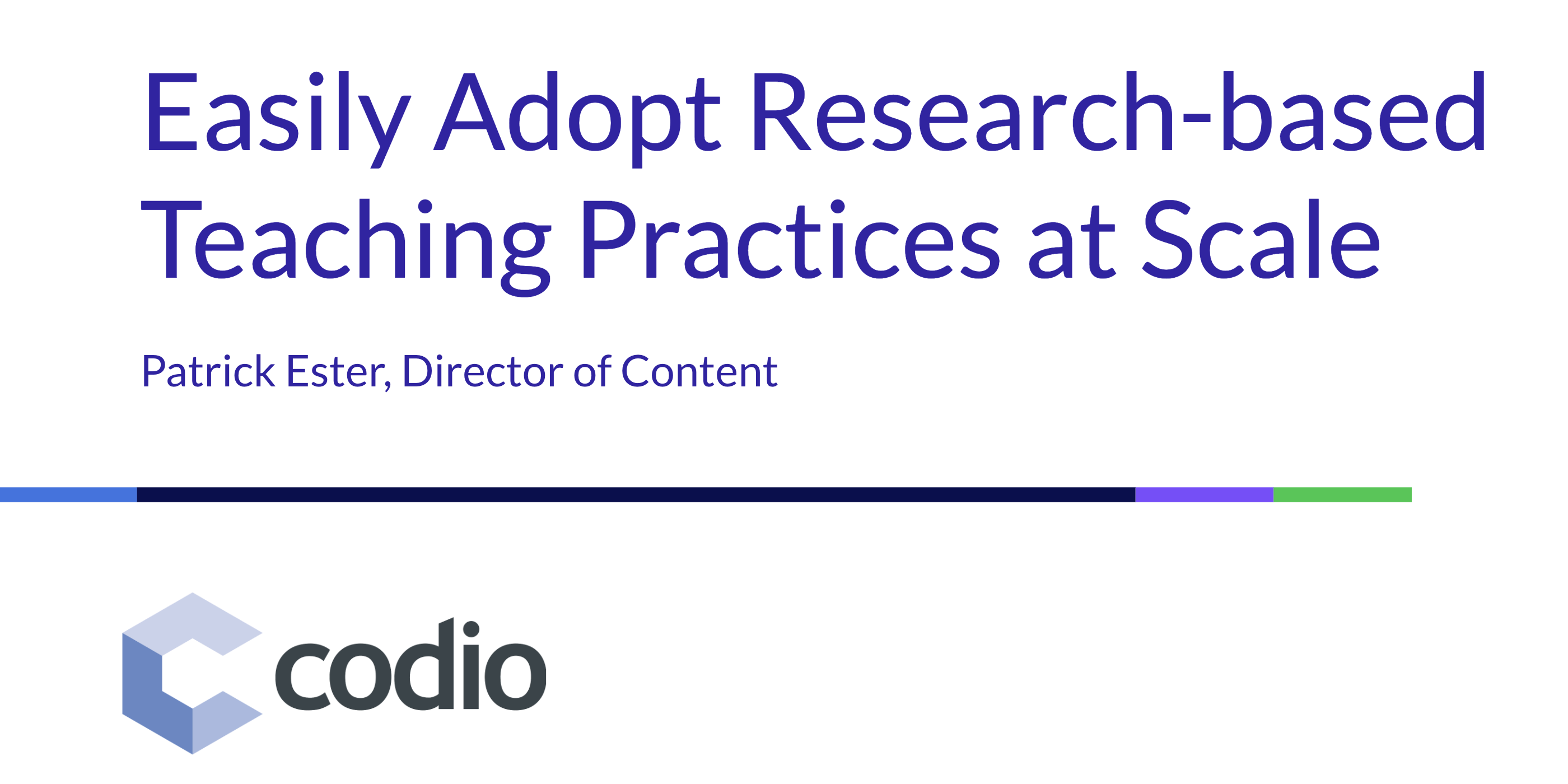 Adopting Research Based Teaching Practices At Scale Codio Webinar